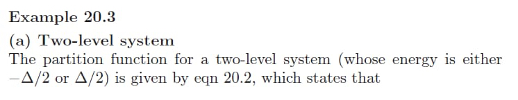 Example 20.3(a) ﻿Two-level systemThe partition | Chegg.com