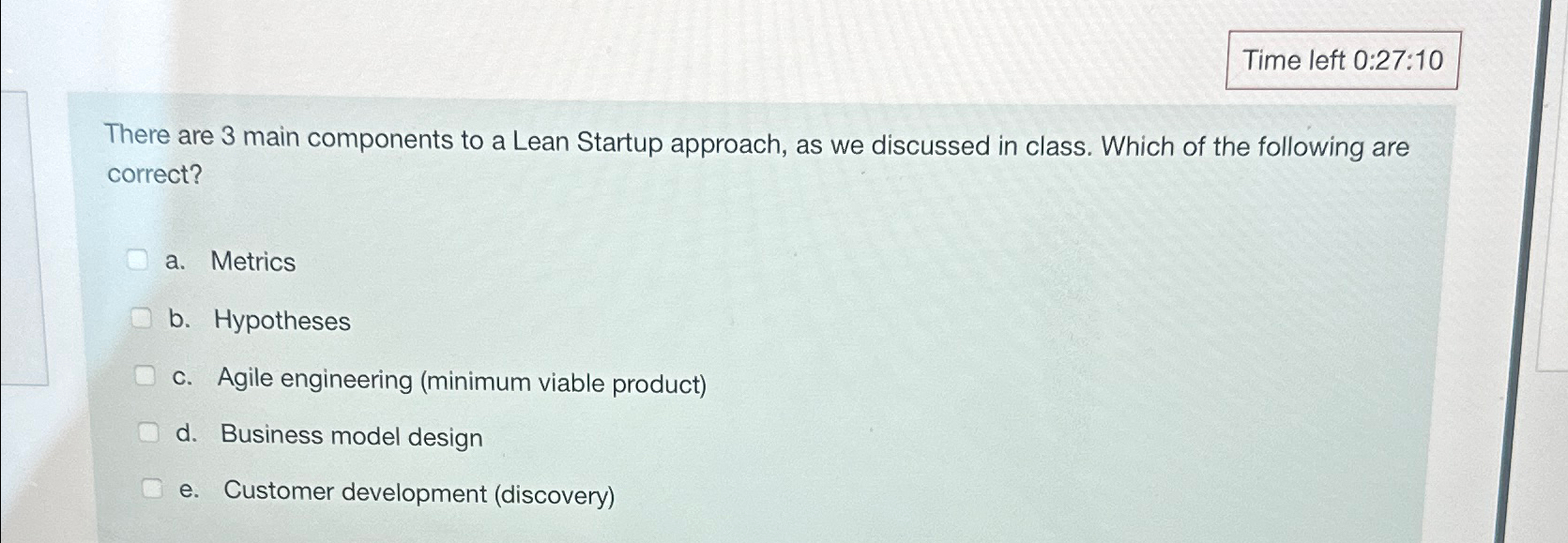 Solved Time left 0:27:10There are 3 ﻿main components to a | Chegg.com
