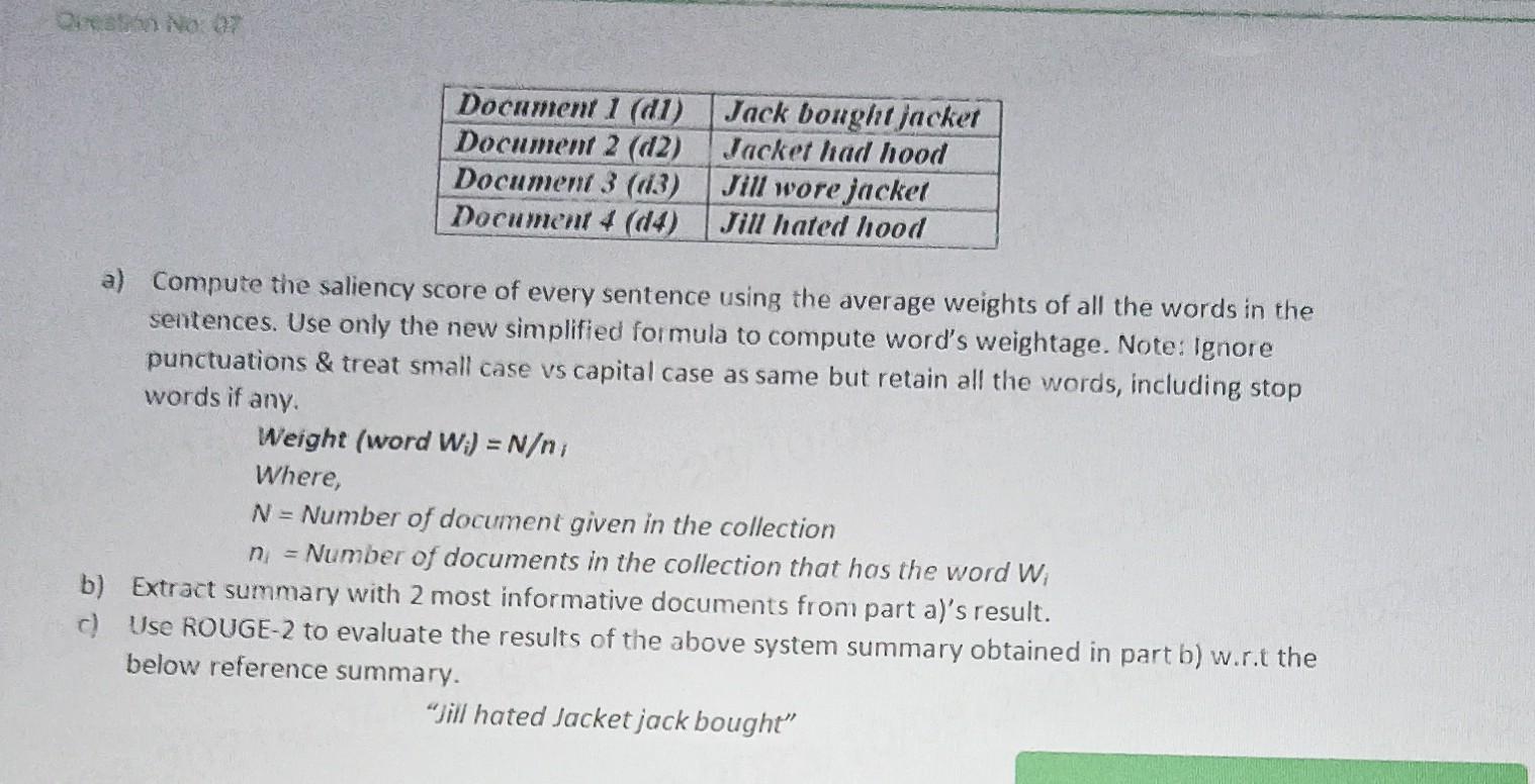 Solved For the generic text summarization, given below 5 | Chegg.com
