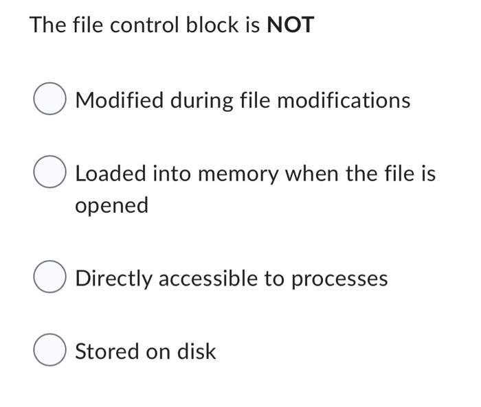 Solved The file control block is NOT Modified during file | Chegg.com