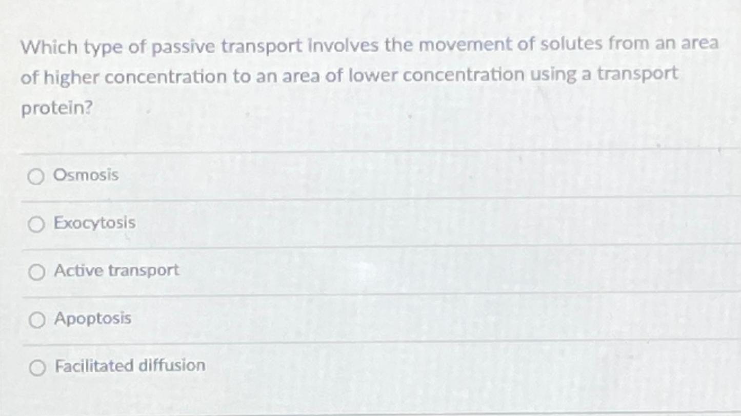 Solved Which type of passive transport involves the movement | Chegg.com