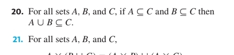 Solved For all sets A,B, ﻿and C, ﻿if AsubeC and BsubeC then | Chegg.com