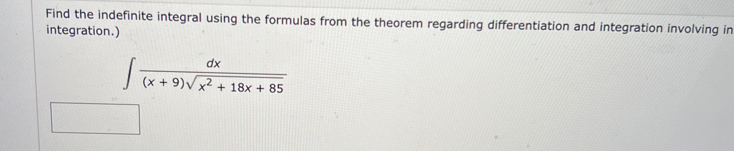Solved Find the indefinite integral using the formulas from | Chegg.com