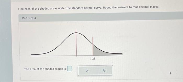 Solved Find each of the shaded areas under the standard | Chegg.com