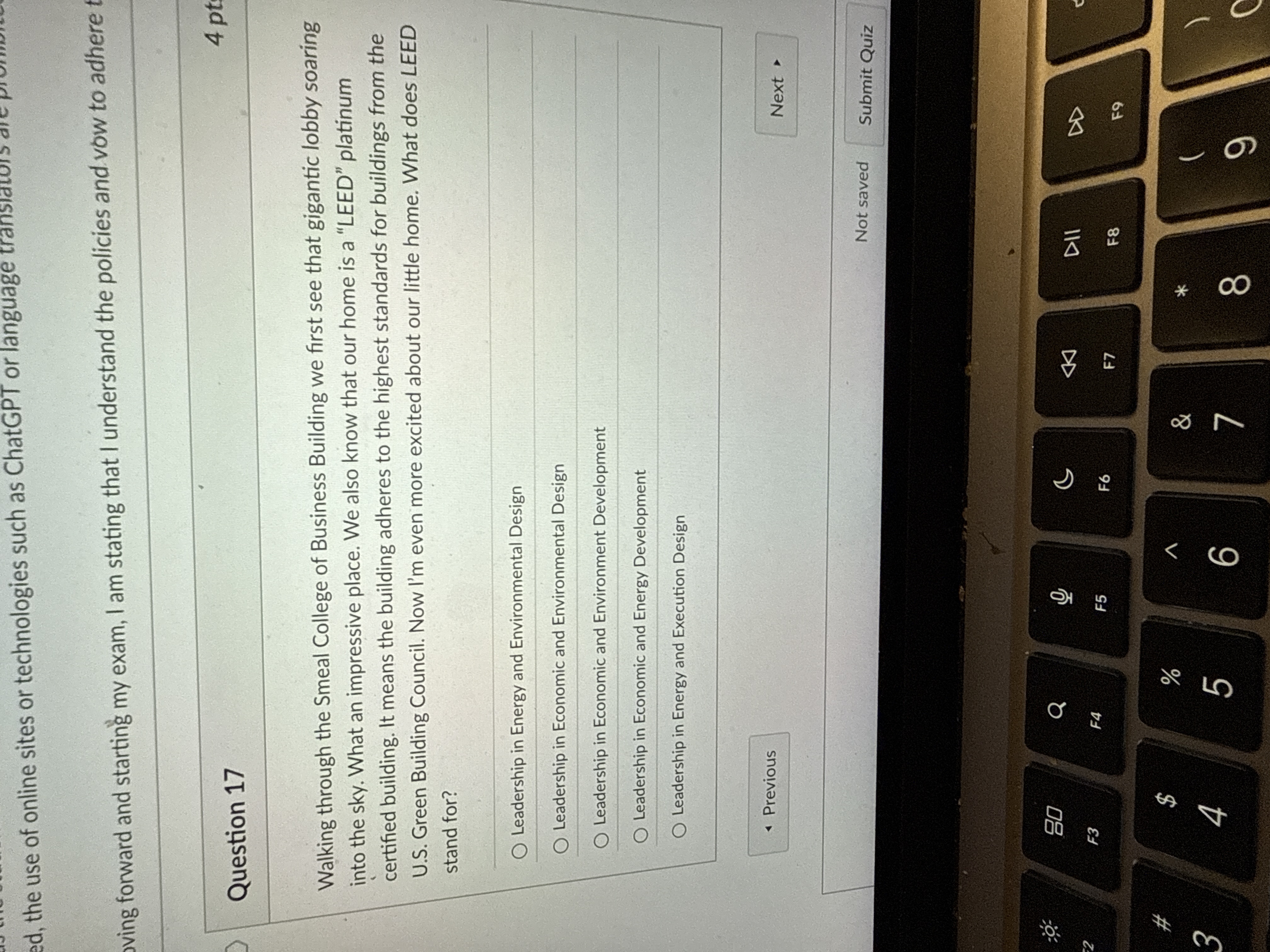 Solved Question 17 ﻿Walking through the Smeal College of | Chegg.com