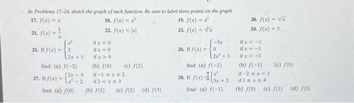 Solved Problems 17 24 Sketch The Graph Of Each Function Be