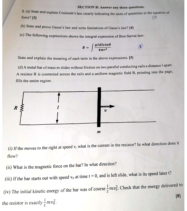 Solved SECTION B: Answer any three questions.2. (a) ﻿State | Chegg.com