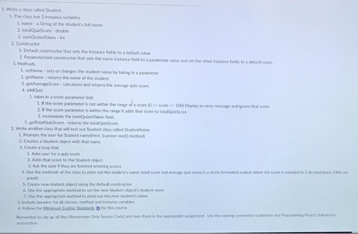 Solved L Write a class called Student 1 The class has 3 | Chegg.com