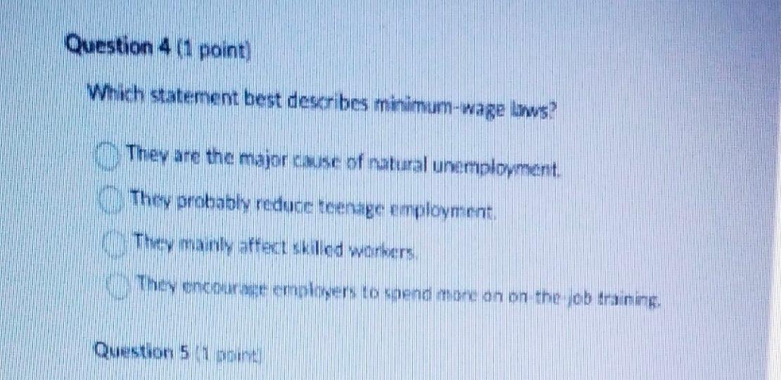 Solved Wirich statement best describes minimum-wage lims? | Chegg.com