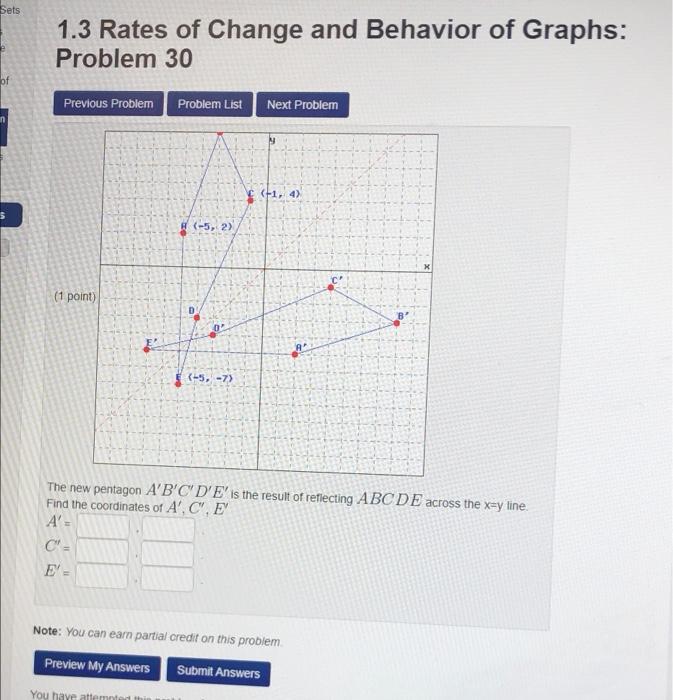 Solved Sets 1.3 Rates of Change and Behavior of Graphs: | Chegg.com