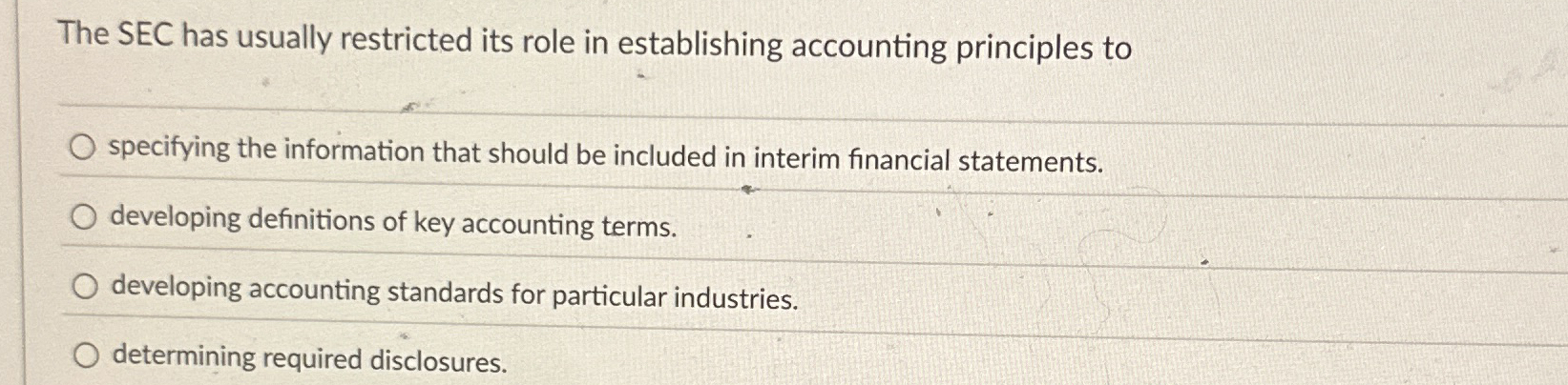 The SEC has usually restricted its role in | Chegg.com