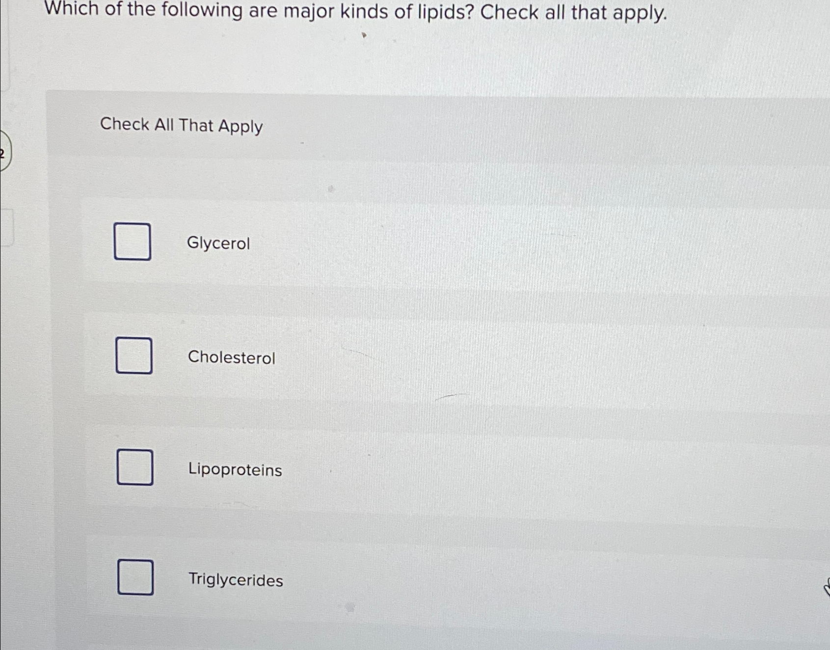 Solved Which of the following are major kinds of lipids? | Chegg.com