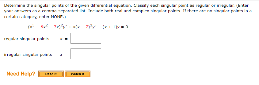 Solved Determine the singular points of the given | Chegg.com