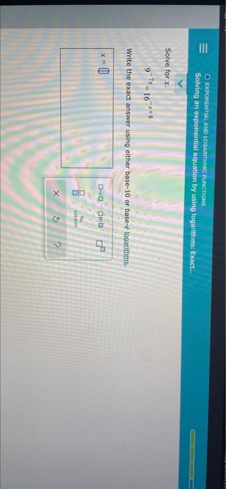 Solved III O EXPONENTIAL AND LOGARITHMIC FUNCTIONS Solving | Chegg.com