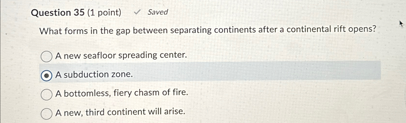 Solved Question 35 (1 ﻿point) ﻿SavedWhat forms in the gap | Chegg.com