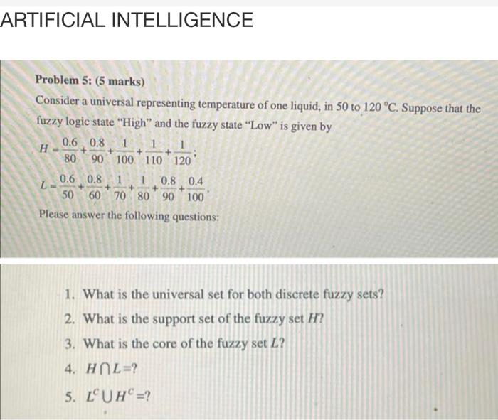 Solved ARTIFICIAL INTELLIGENCE Problem 5: (5 marks) Consider | Chegg.com