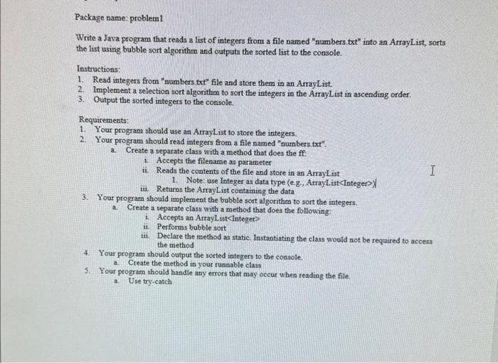 Solved Package name: problem 1 Write a Java program that | Chegg.com