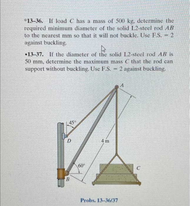 Solved *13-36. If load C has a mass of 500 kg, determine the | Chegg.com