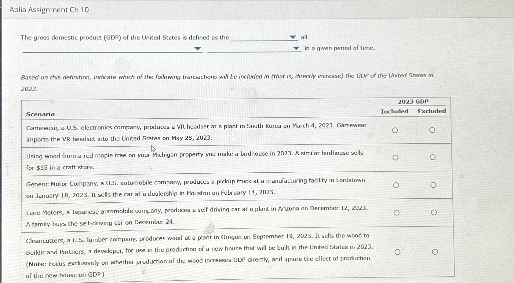 Solved Aplia Assignment Ch 10The gross domestic product | Chegg.com Solved Aplia Assignment Ch 10The gross domestic product | Chegg.com