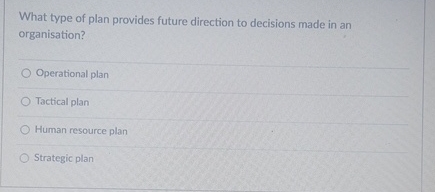 Solved What type of plan provides future direction to | Chegg.com