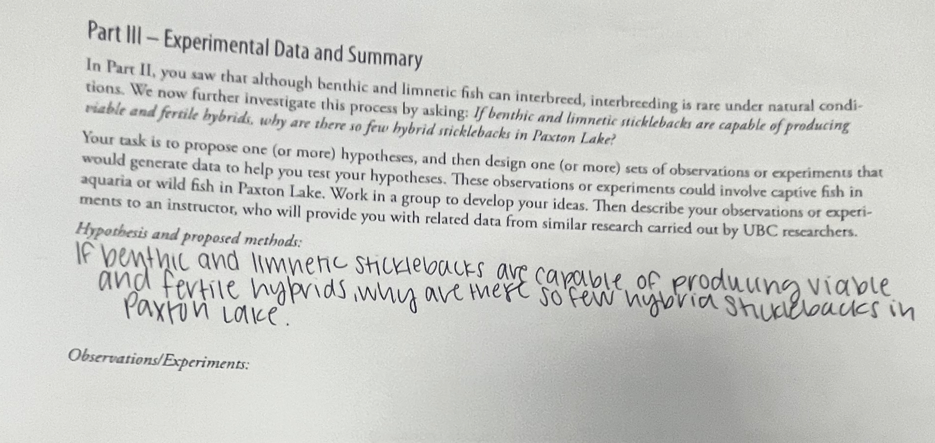 Solved Part III - ﻿Experimental Data and SummaryIn Part II, | Chegg.com