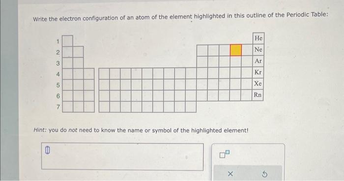 Solved Write the electron configuration of an atom of the | Chegg.com