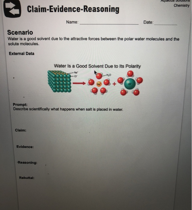 Solved Aqueous Suns Chemistry Claim-Evidence-Reasoning Name: | Chegg.com