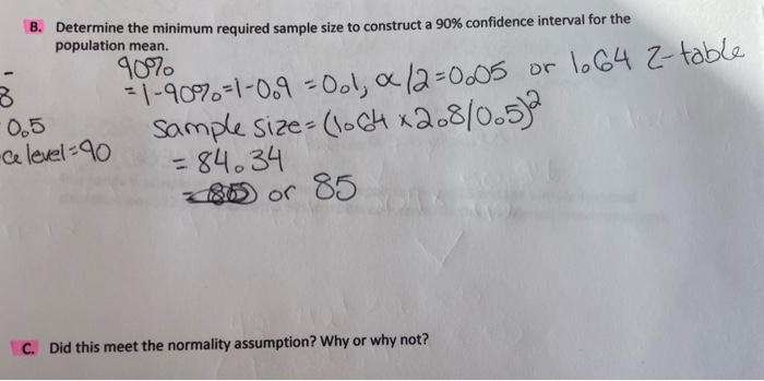 Solved B. Determine the minimum required sample size to | Chegg.com