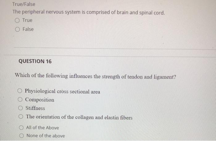 Solved True/False The peripheral nervous system is comprised | Chegg.com