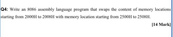 Solved Q4 Write An 8086 Assembly Language Program That 