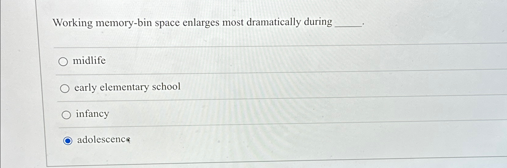 Solved Working memory-bin space enlarges most dramatically | Chegg.com
