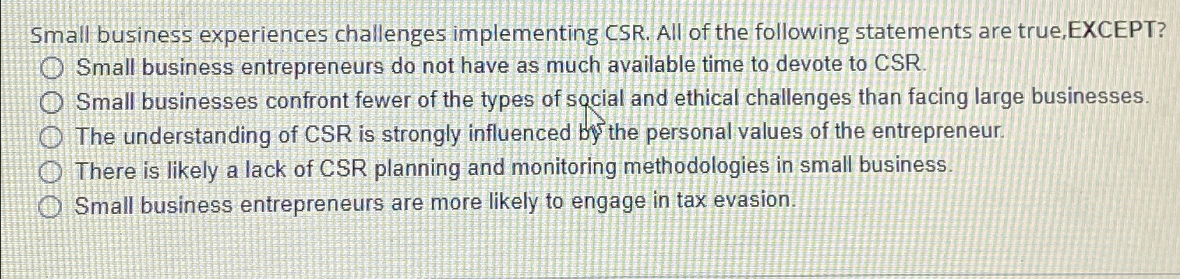 Solved Small business experiences challenges implementing | Chegg.com