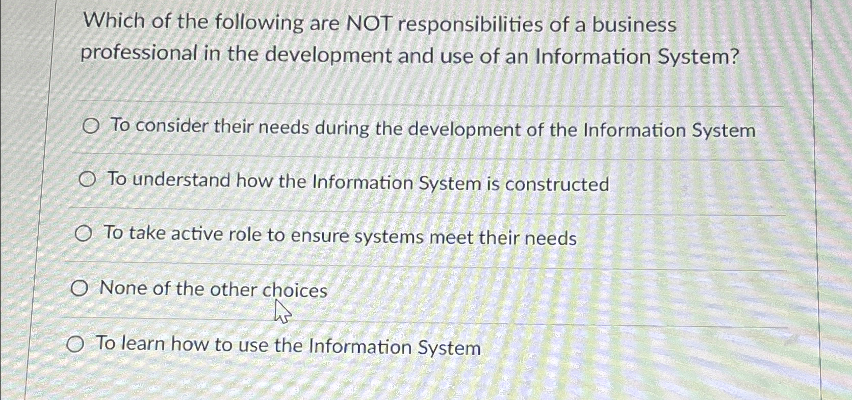 Solved Which of the following are NOT responsibilities of a | Chegg.com