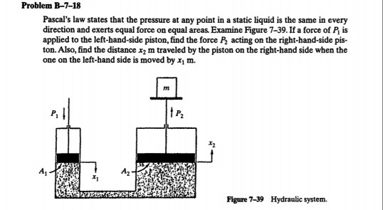 Solved Problem B-7-18 Pascal's law states that the pressure | Chegg.com
