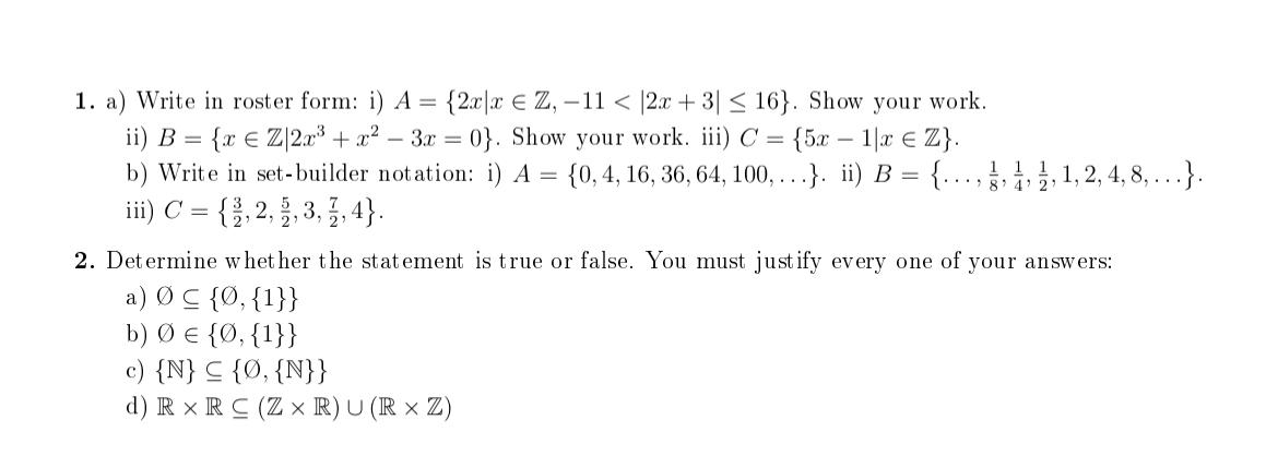 Solved Please answer all partsa) ﻿Write in roster form: | Chegg.com