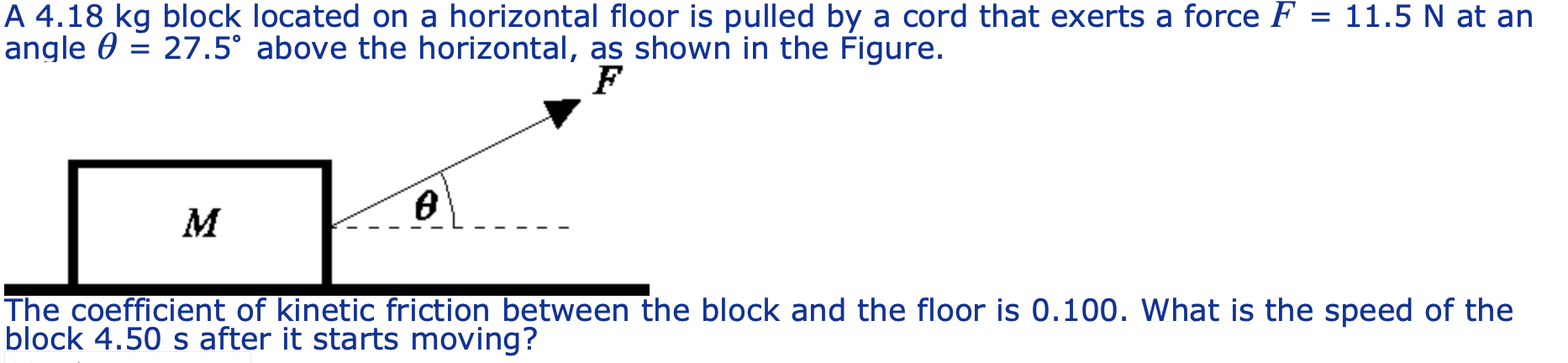 Solved A 4.18 ﻿kg block located on a horizontal floor is | Chegg.com