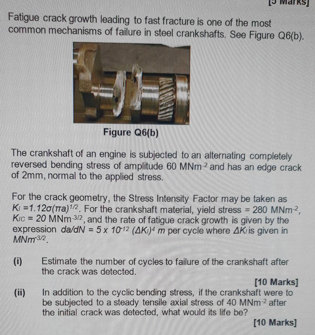 Solved P Marks) Fatigue crack growth leading to fast | Chegg.com