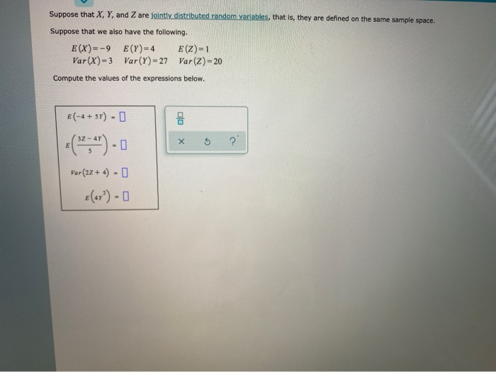 Solved Suppose that X, Y, and Z are jointly distributed | Chegg.com
