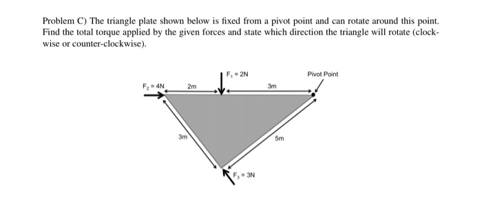 Solved Problem C) The triangle plate shown below is fixed | Chegg.com