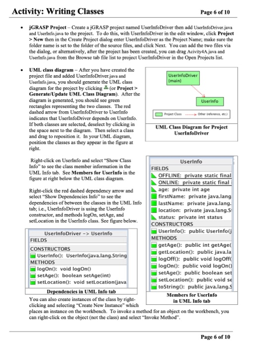 Solved Activity: Writing Classes Page 1 of 10 Terminology | Chegg.com