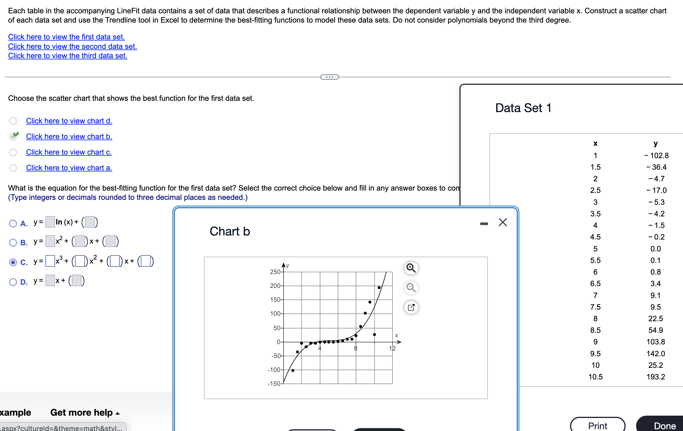 Solved What is the equation for the ﻿best-fitting function | Chegg.com