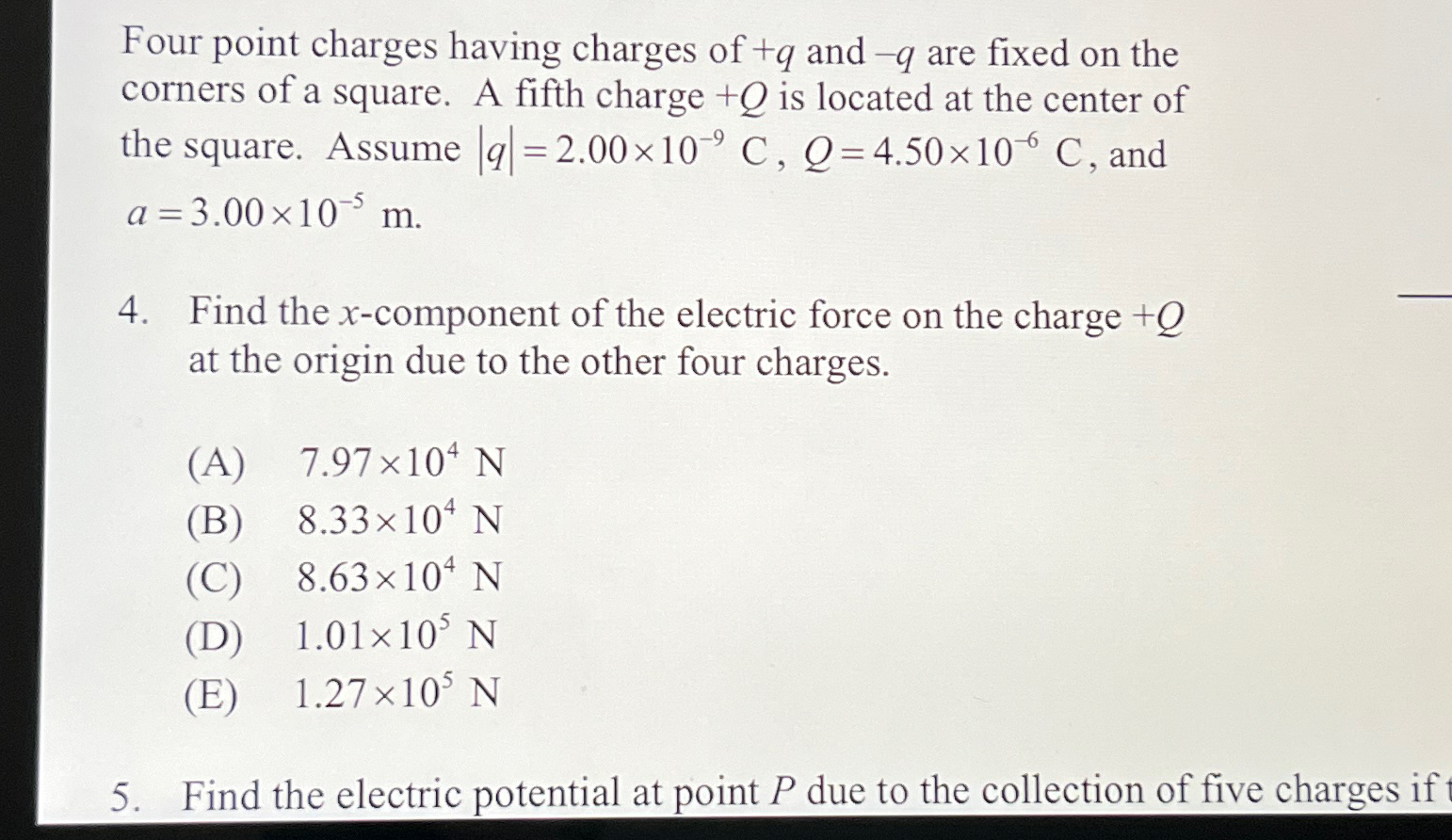 Solved Four point charges having charges of +q ﻿and -q ﻿are | Chegg.com