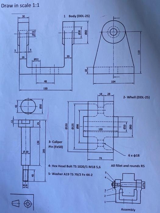 Solved Draw front(Full section) ,Top and left side views of | Chegg.com