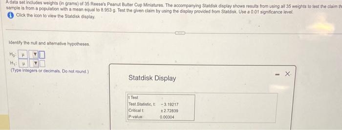Solved Adata set include5 weights (in grams) of 35 Reese's | Chegg.com