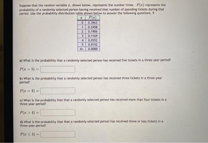 Solved Suppose That The Random Variable Shown Below