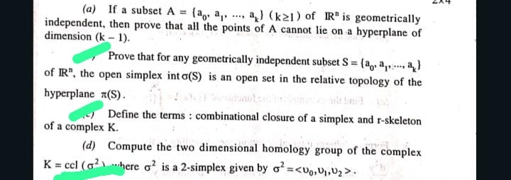 Solved (a) ﻿If a subset )≥(1 ﻿of Rn ﻿is geometrically | Chegg.com