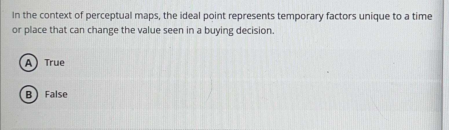 Solved In the context of perceptual maps, the ideal point | Chegg.com