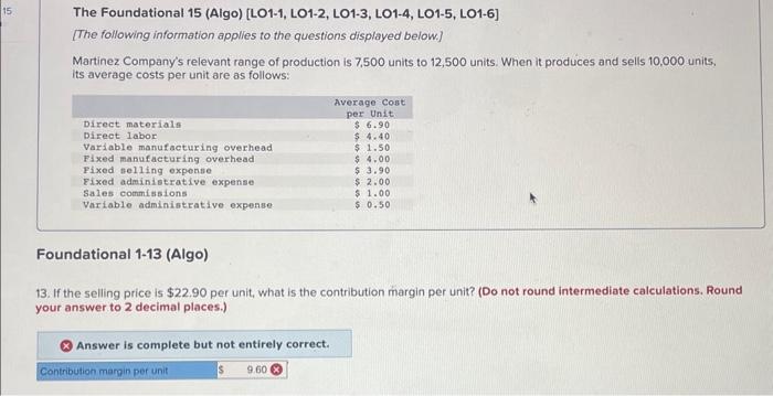 Solved The Foundational 15 (Algo) [LO1-1, LO1-2, LO1-3, | Chegg.com