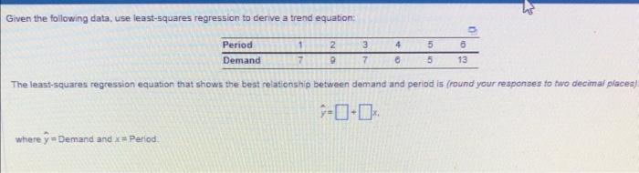 Solved Given the following data, use least-squares | Chegg.com