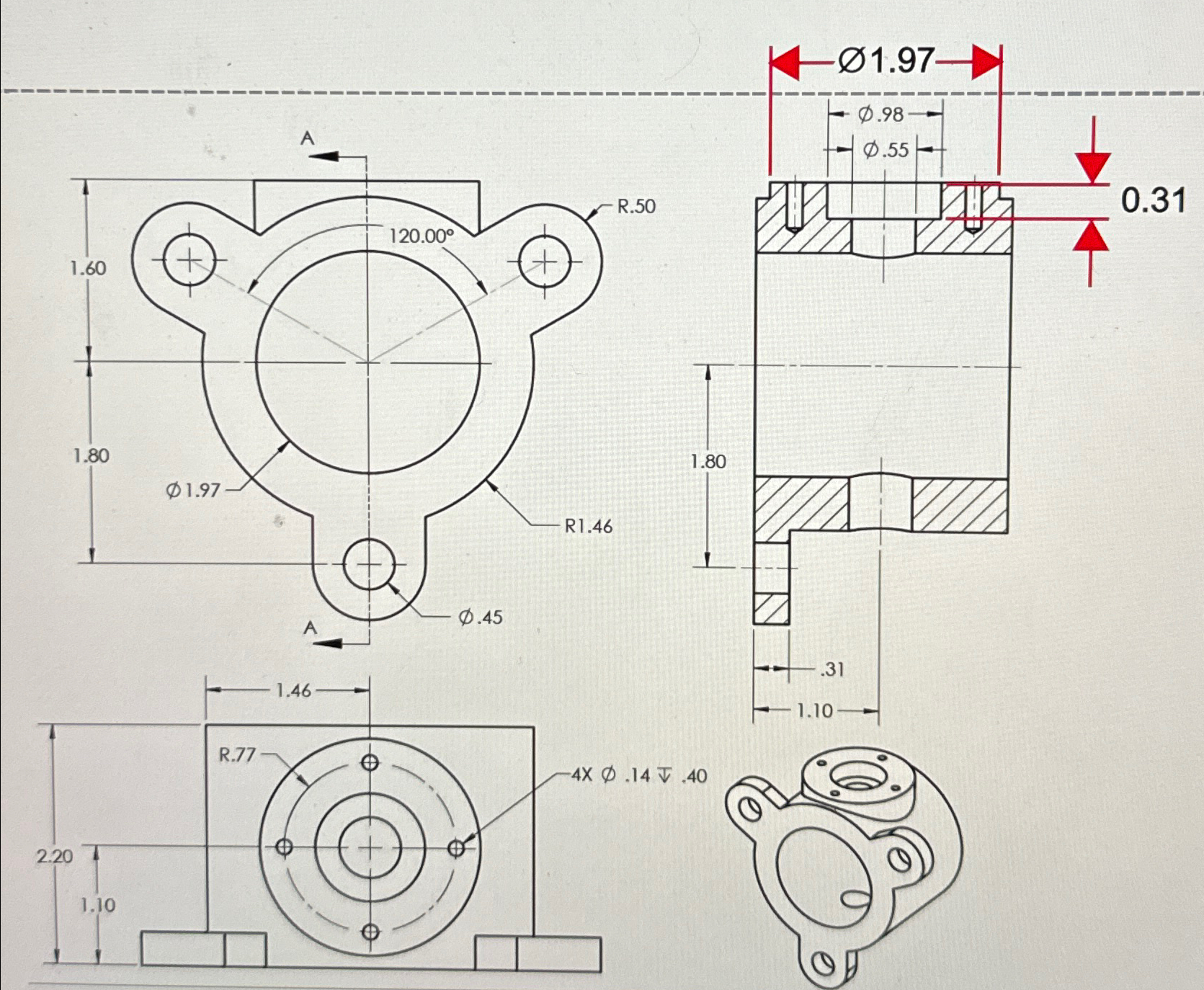 Solved Draw this part in solidworks step by step and provide | Chegg.com